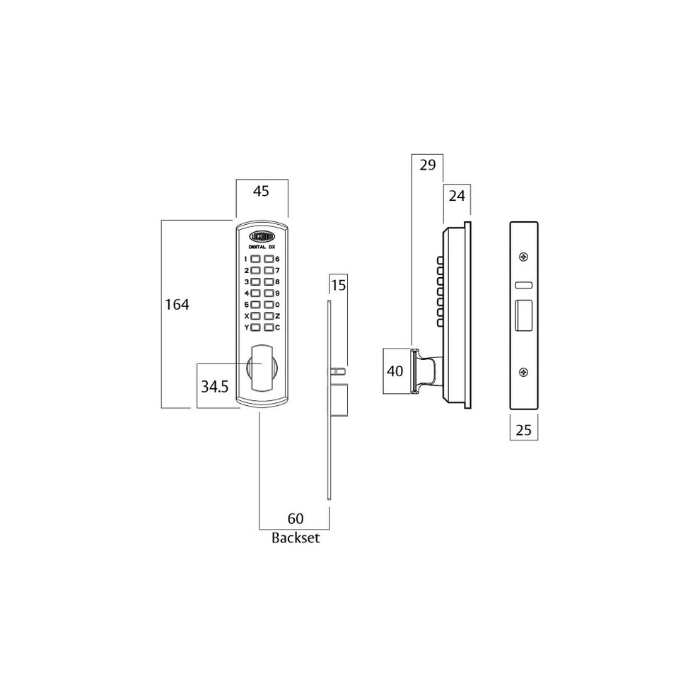 Lockwood Digital Door Lock 3572DXKOLSC Keyless 3572 DX 60mm Mortice LH ...