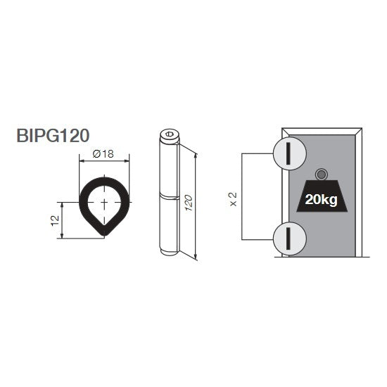 Bellevue Justor Welding Spring Door Hinge BIPG120 120mm 20kg Full ...