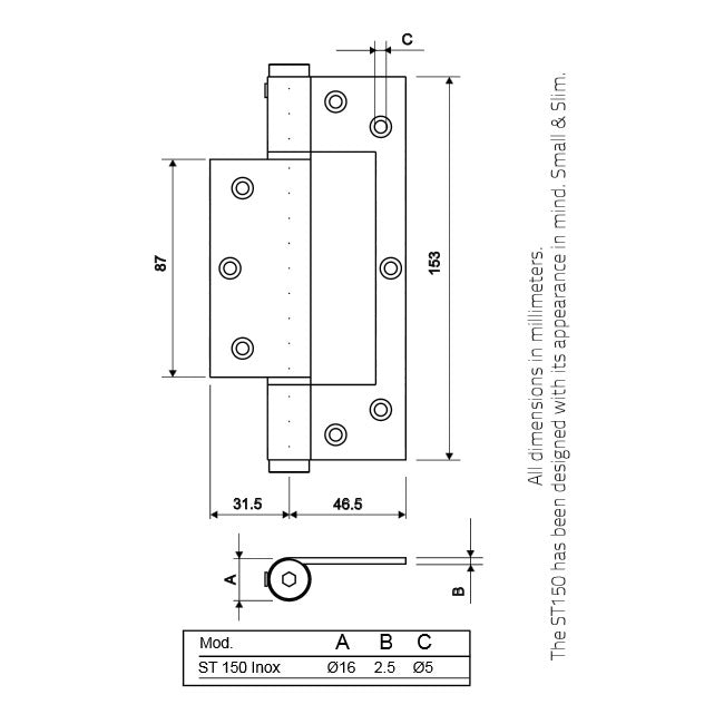 Bellevue Justor Interleaf Spring Door Hinge BIST150SS 150mm Stainless ...