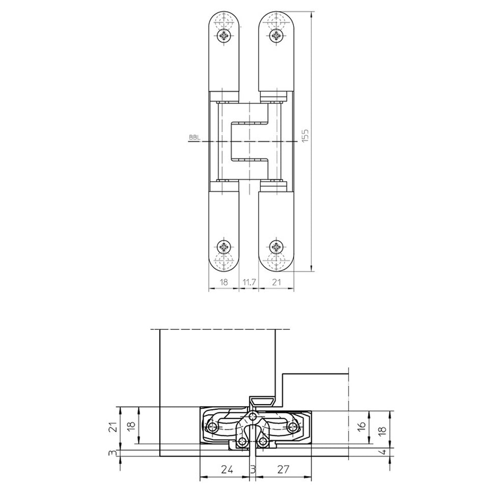 Halliday & Baillie Tectus Concealed Hinge 60kg - Available in Various ...