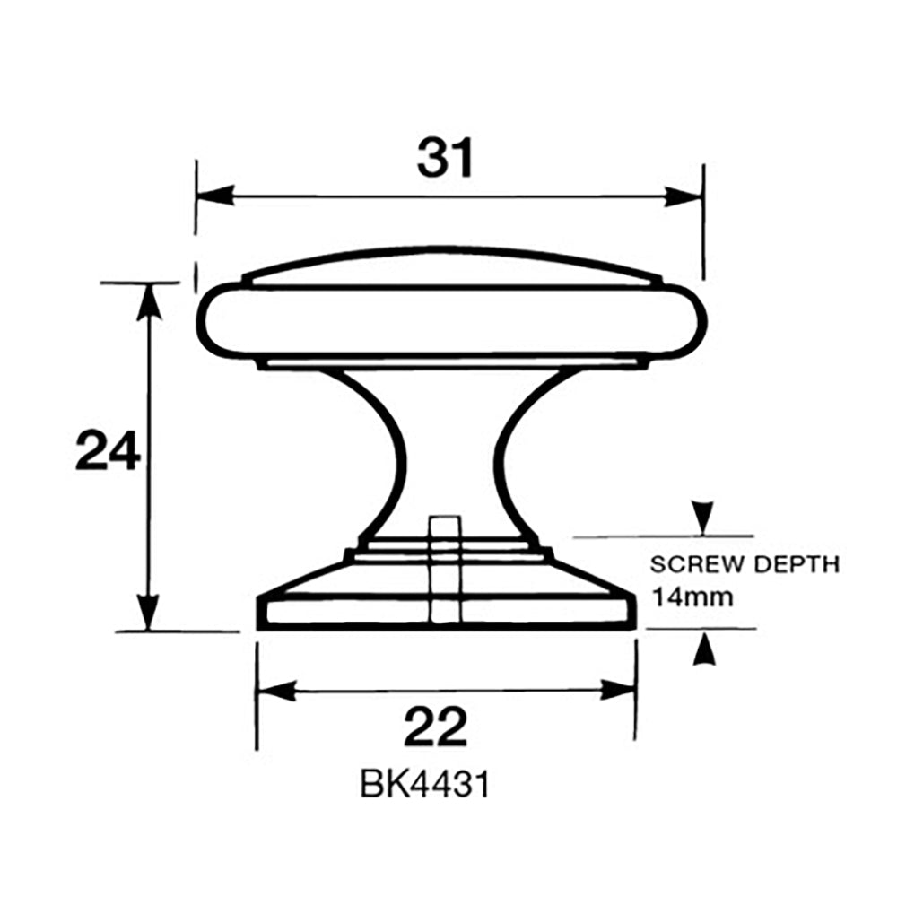 Kethy BK44 Convex Cabinet Knob Solid Brass - Available in Various ...