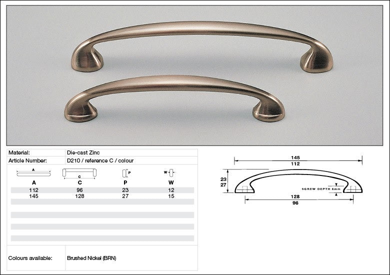 Kethy Cabinet Handle D210 D Series Elegant Die-cast Zinc | SCL – Keeler ...