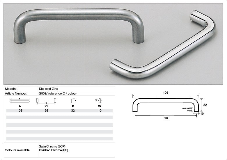 Kethy Cabinet Handle S509 S Series Die-cast Zinc | Keeler Hardware