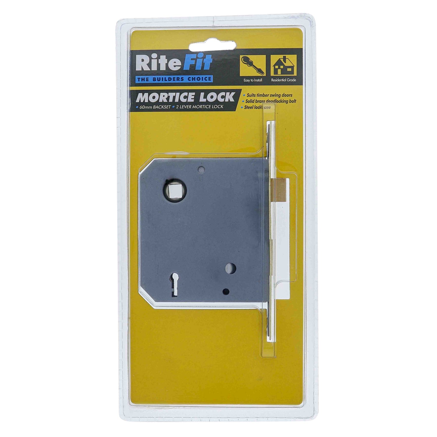 RiteFit Door Mortice Lock 60mm Backset Polished Brass 1309PBDP | Keeler ...