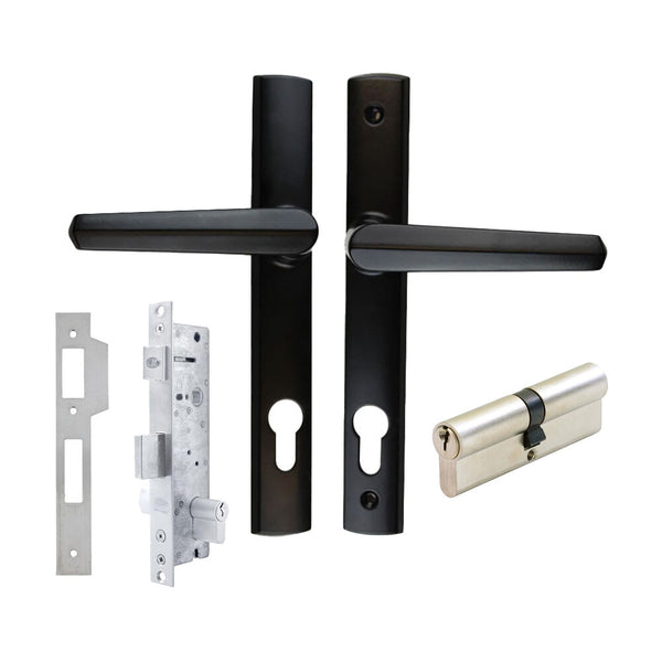Lockwood Door Lock Pack Induro Mortice Palladium Aria Levers Black w ...