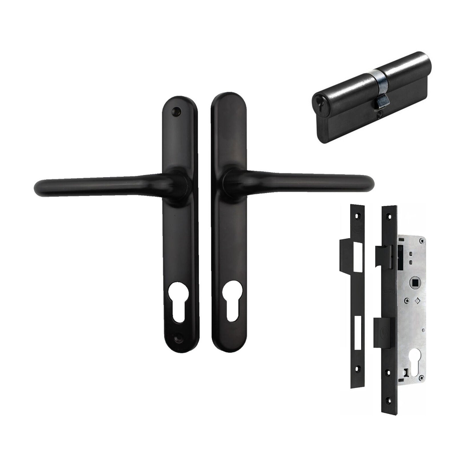 Interlock Door Lock Pack with Mortice Lock Verona Lever Black with Euro ...