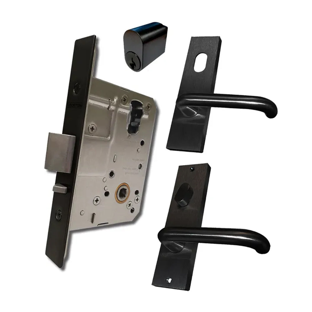 Lockton Entrance Mortice Lock Kit 60mm Matt Black ML60-KIT1-BLK-KD ...