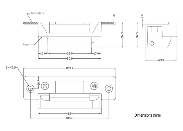 LOX ES10 Electric Strike Non-Monitored 12/24V DC Weather Resist IP56 ...