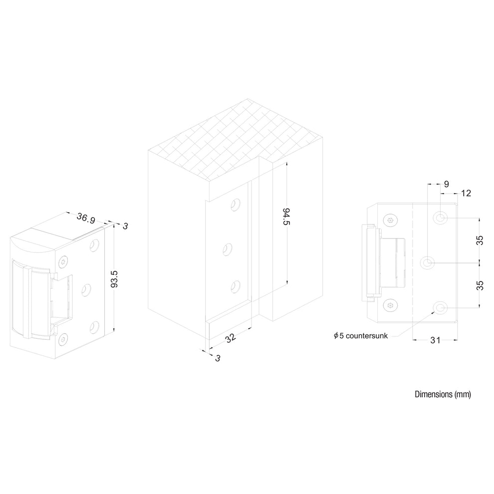 LOX ES15 Electric Strike Non-Monitored 12/24V DC Weather Resistant IP56 ...