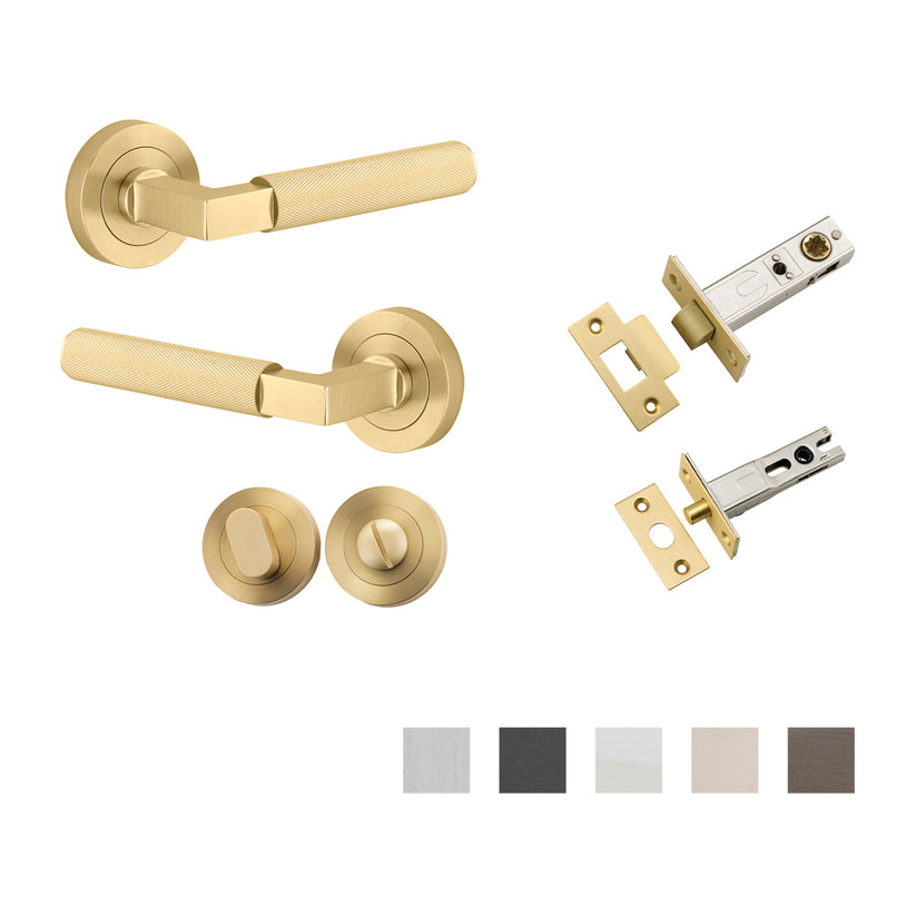 Iver Brunswick Door Lever Handle on Round Rose Privacy Kit | Keeler ...