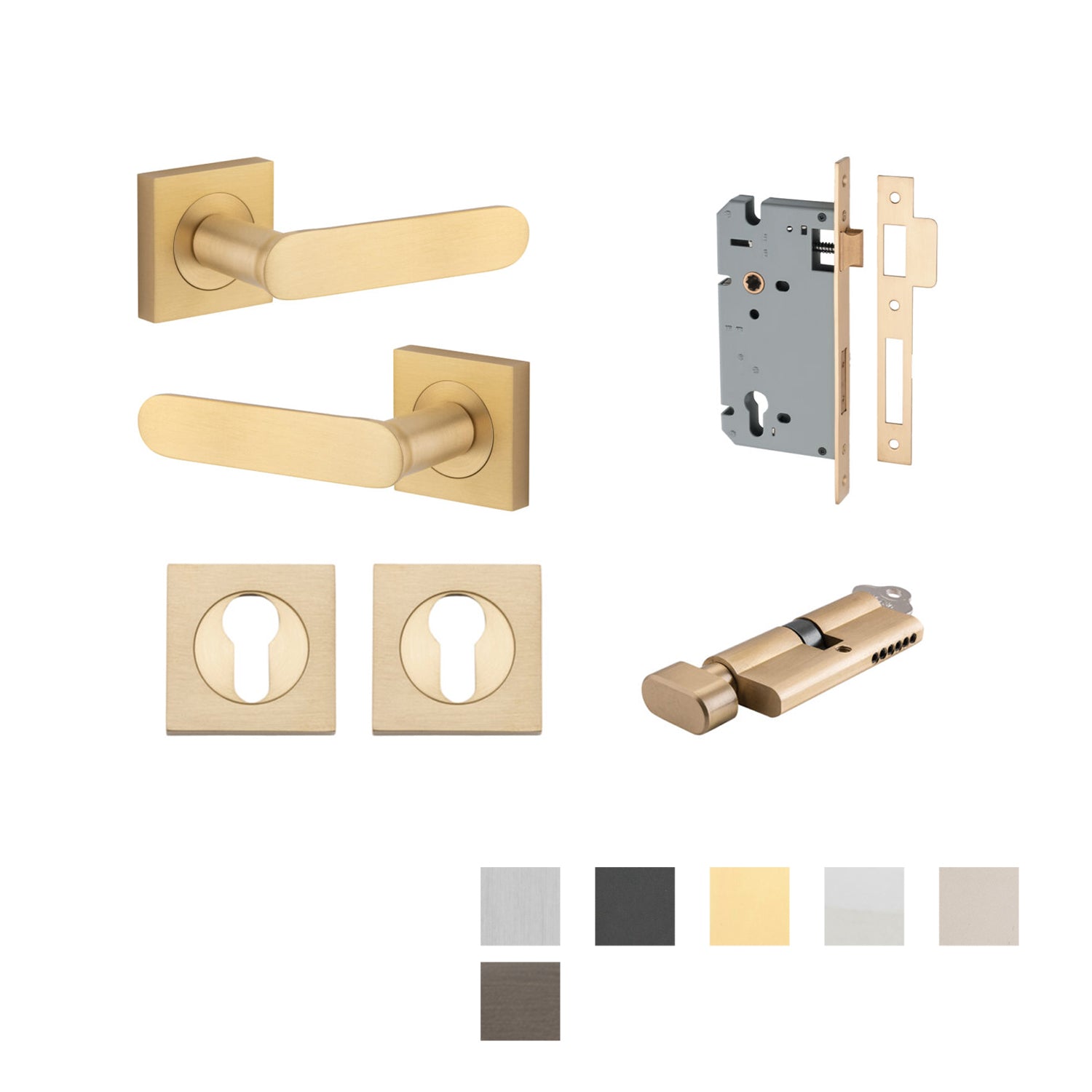 Iver Bronte Door Lever Handle on Square Rose Entrance Kit Key/Thumb ...