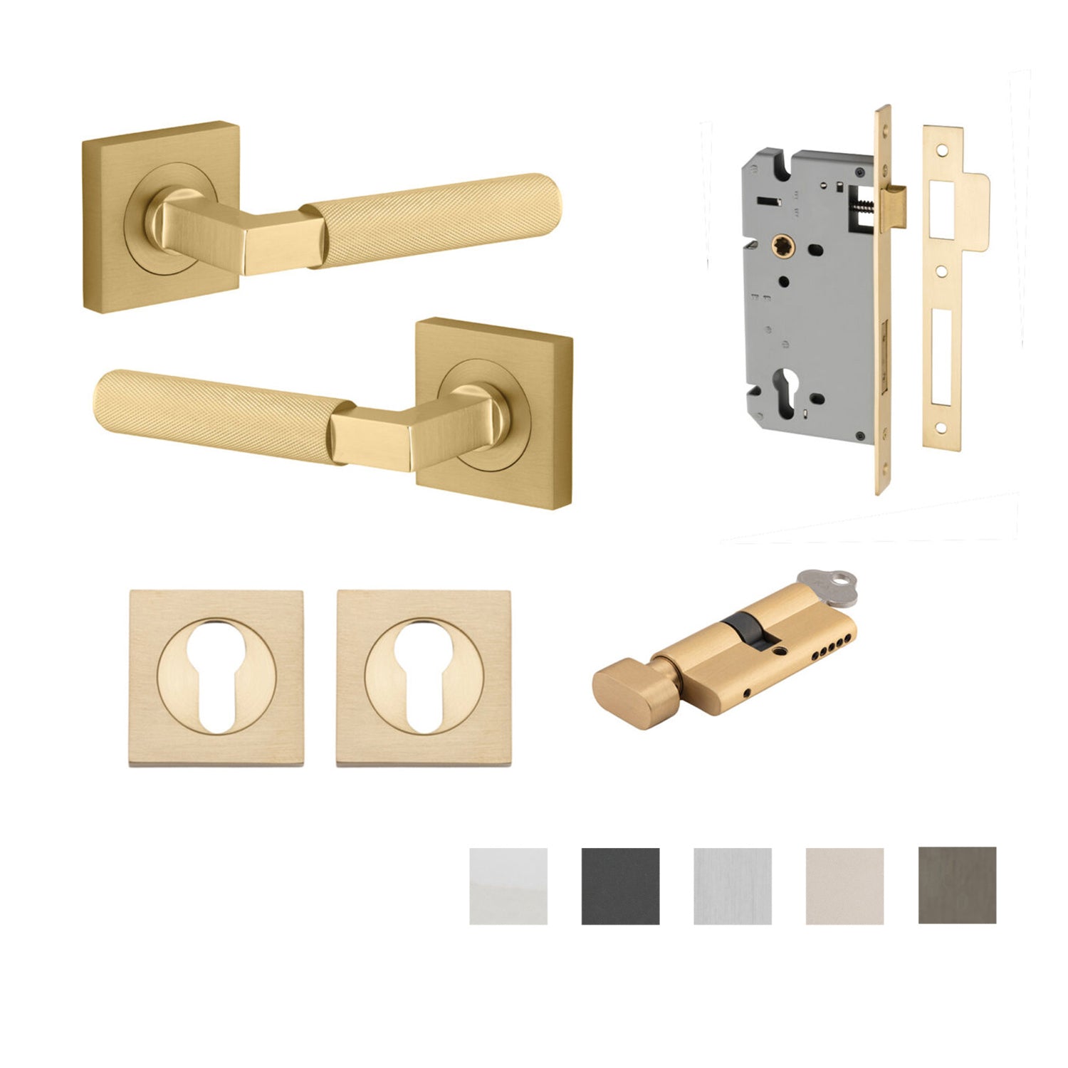 Iver Brunswick Door Lever on Square Rose Entrance Kit Key/Thumb ...