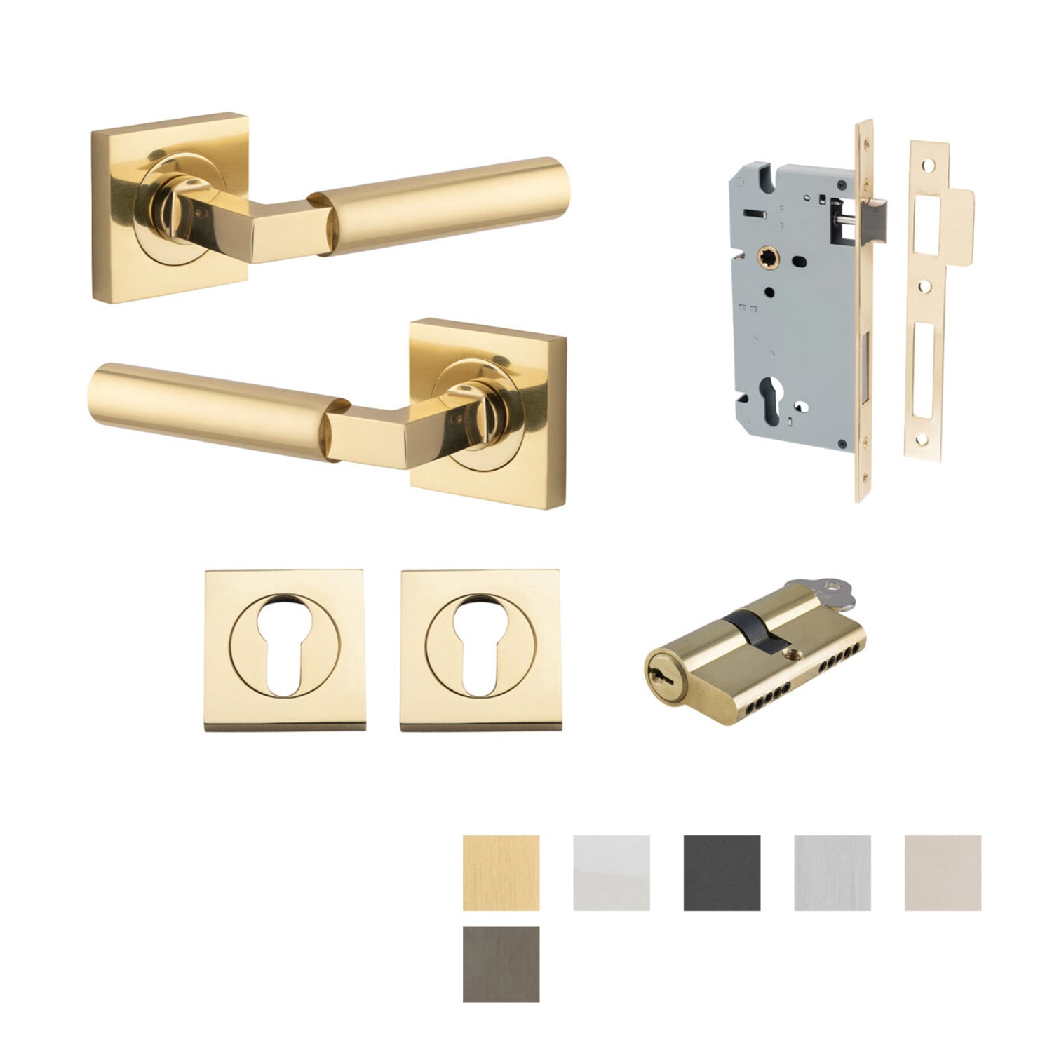 Iver Berlin Door Lever on Square Rose Entrance Kit Key/Key | Keeler ...