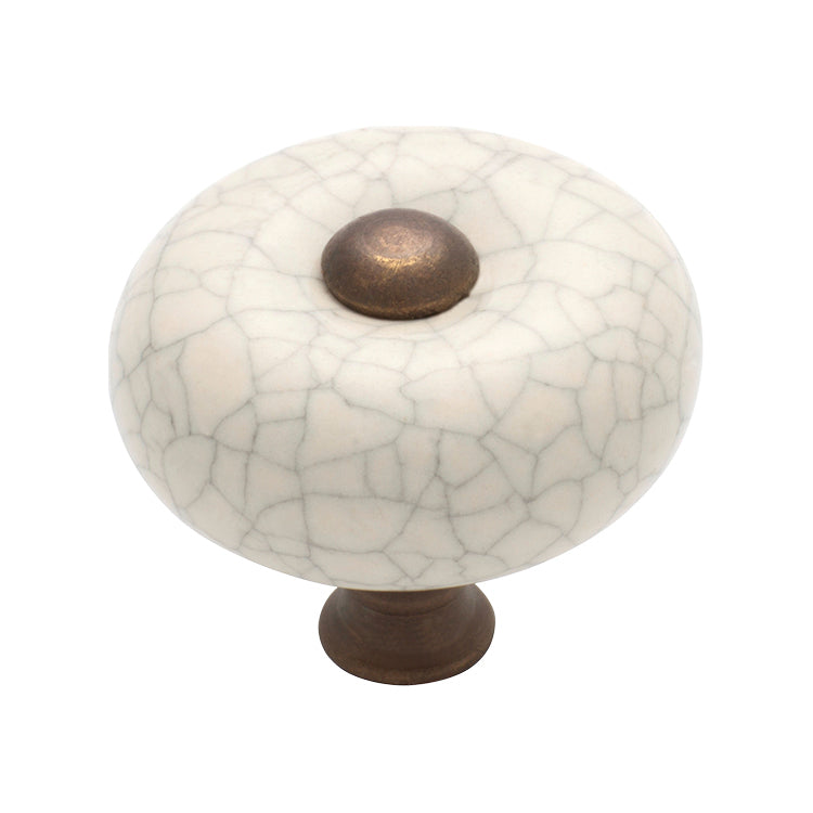 Tradco 3042IVAB Porcelain Knob Crazed Ivory Antique Brass 32mm |Free ...