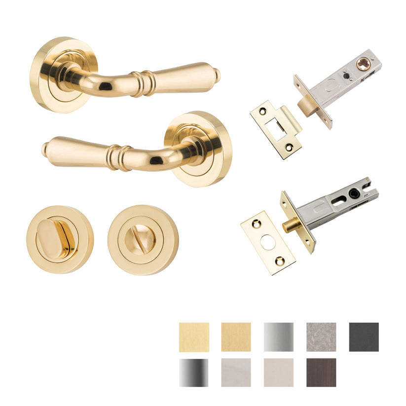 Iver Sarlat Door Lever Handle on Round Rose Privacy Kit | Keeler Hardware