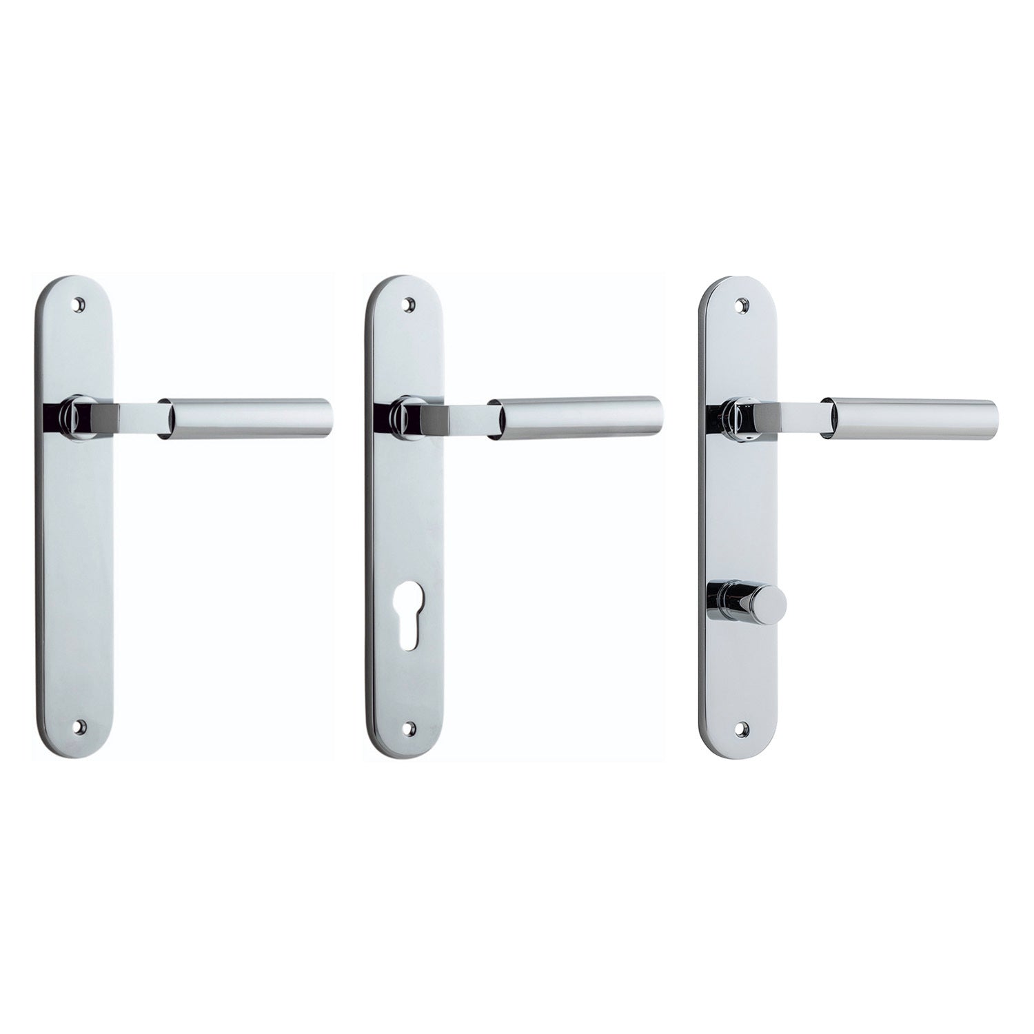Iver Berlin Door Lever Handle on Oval Backplate Polished Chrome ...