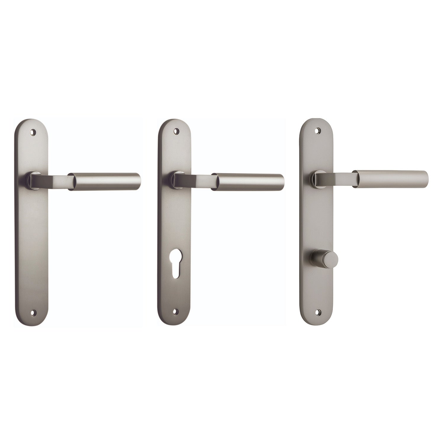 Iver Berlin Door Lever Handle on Oval Backplate Satin Nickel | Keeler ...