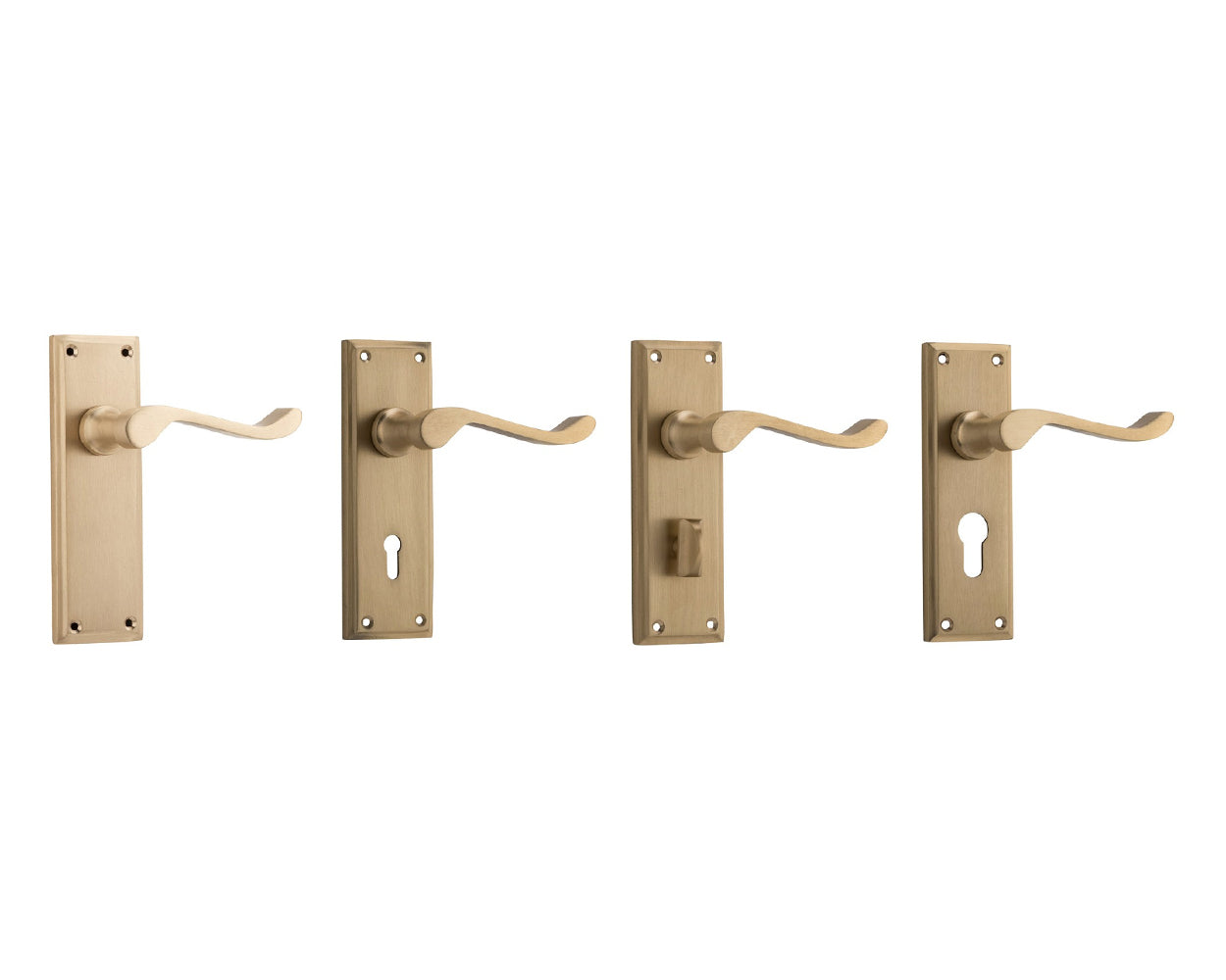 Tradco Camden Door Lever Handle on Rectangular Backplate Satin Brass ...