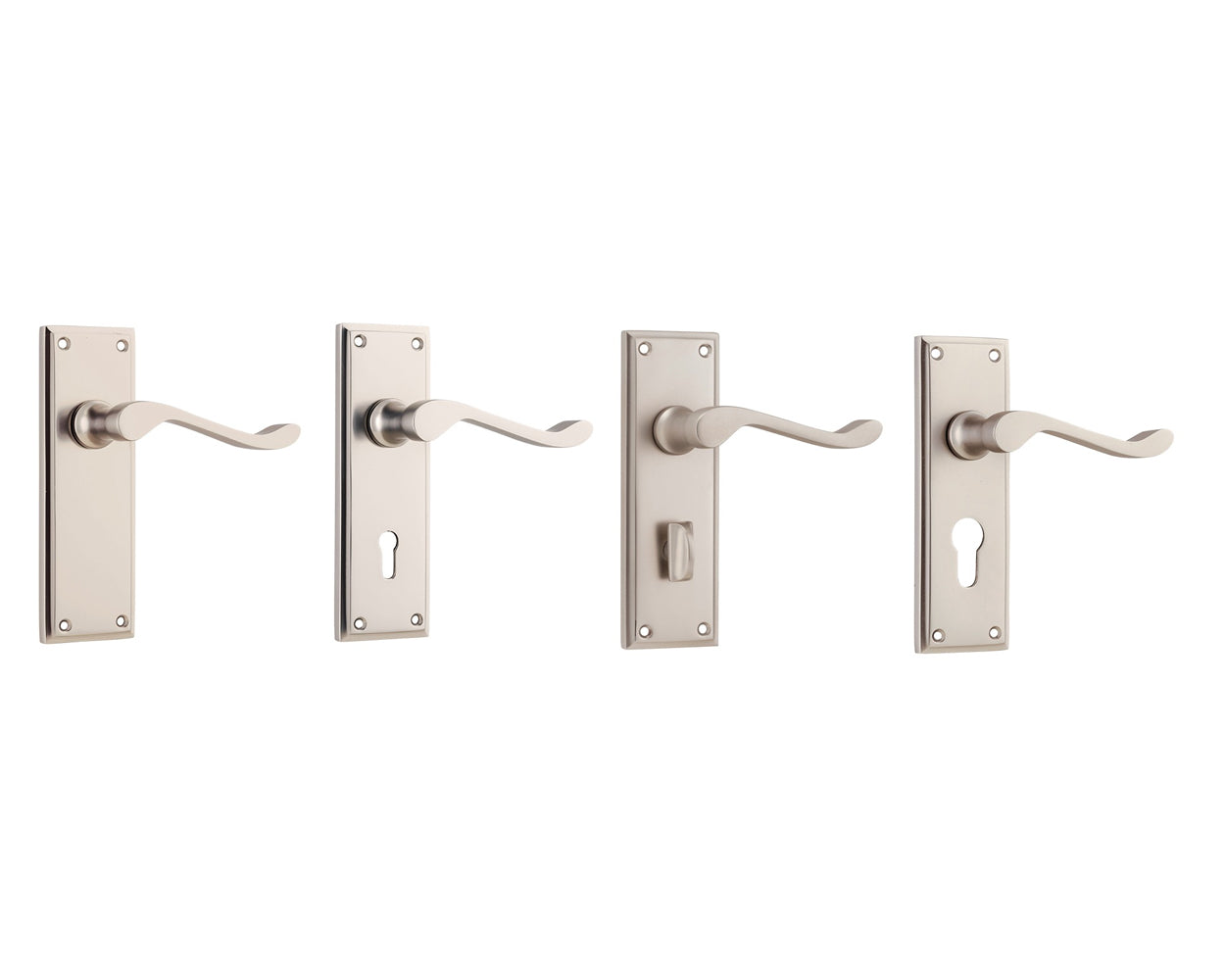 Tradco Camden Door Lever Handle on Rectangular Backplate Satin Nickel ...
