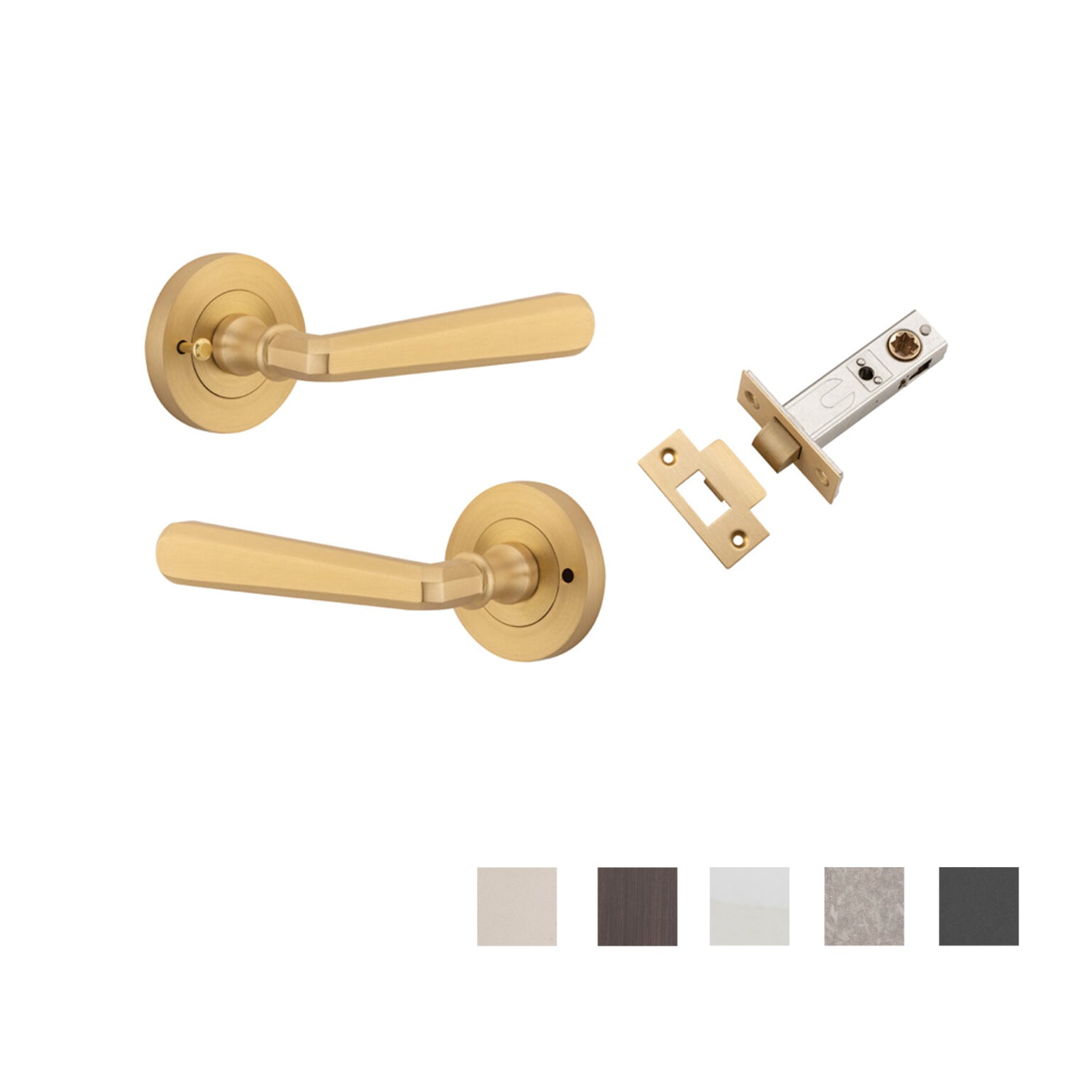 Iver Copenhagen Door Lever Handle on Round Rose Inbuilt Privacy ...