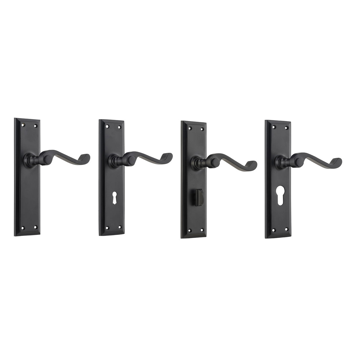 Tradco Milton Lever Door Handle on Long Backplate Matt Black | Keeler ...