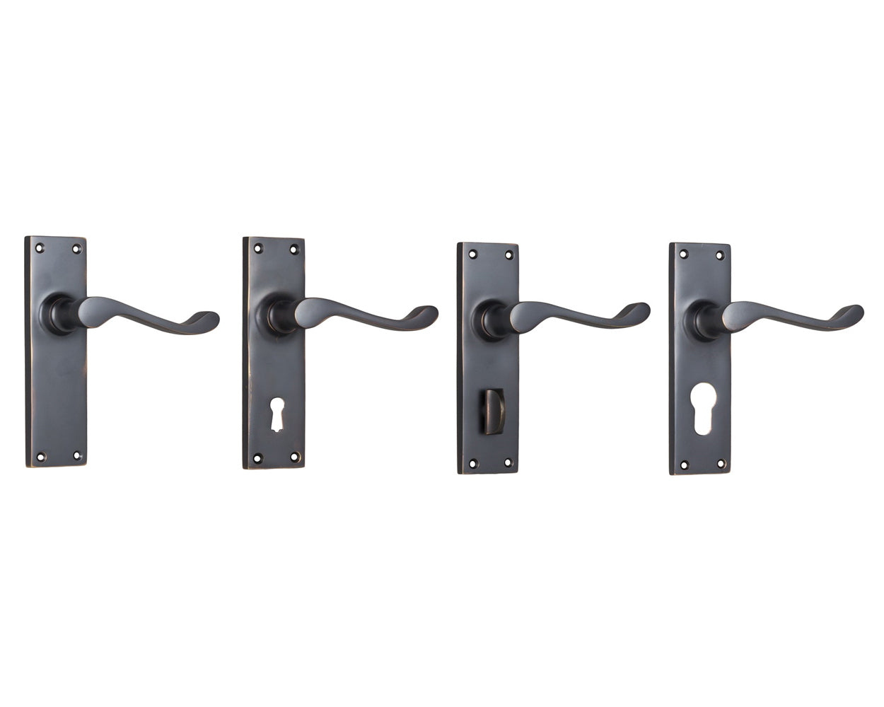 Tradco Victorian Lever Door Handle on Long Backplate Antique Copper ...