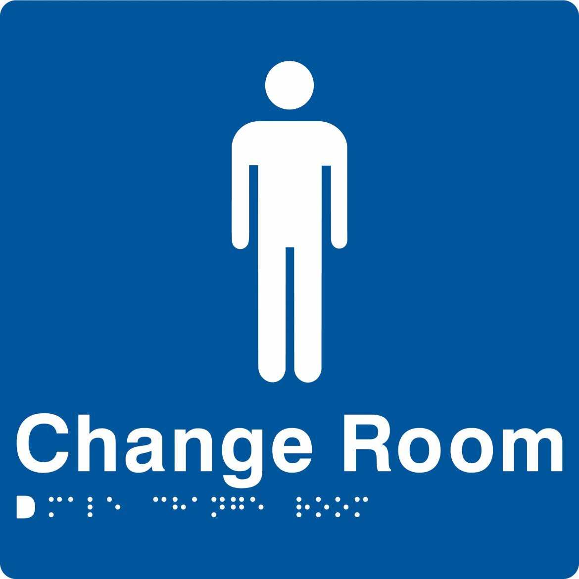 Male Change Room Sign w/ Braille MCR-BLUE | Keeler Hardware