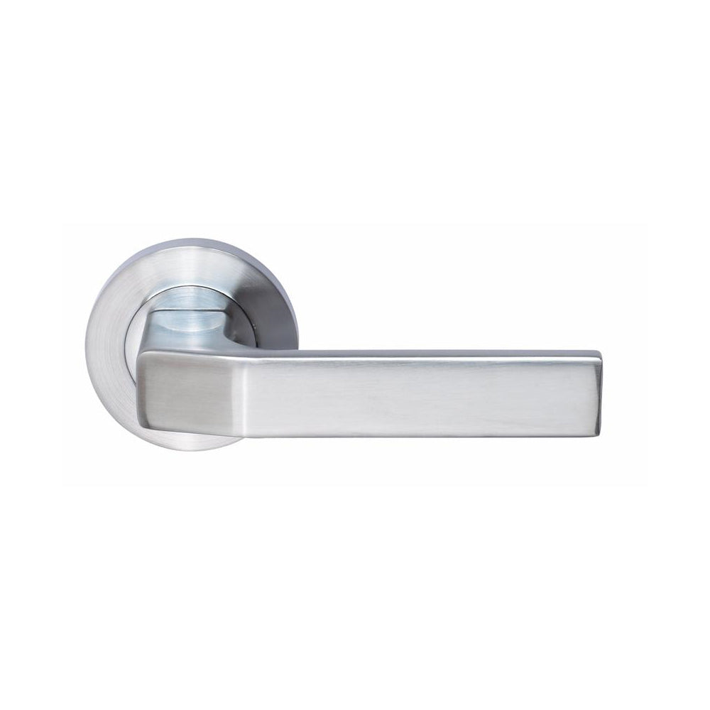 Zanda Qube Door Handle Lever Set Satin Chrome | Keeler Hardware